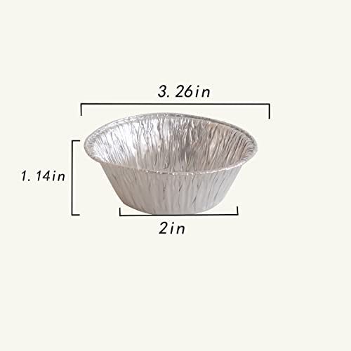 HLCM 100 Pcs Aluminum Foil Mini Pans, Great for Baking Tarts, Quiche, Pudding, etc.