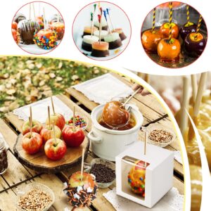 FIREBOOMOON 30 PCS White Kraft Candy Apple Boxes with Holes and Sticks,Caramel Candied Apple Cake Cookies Chocolate Gift Boxes with Clear Window for Wedding,Party,Baby Shower(4" x 4" x 4")