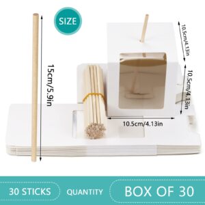 FIREBOOMOON 30 PCS White Kraft Candy Apple Boxes with Holes and Sticks,Caramel Candied Apple Cake Cookies Chocolate Gift Boxes with Clear Window for Wedding,Party,Baby Shower(4" x 4" x 4")