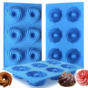 3PCS Mini Bundt Cake Pan, 6Cavity Heritage Bundtlette Cake Silicone Mold for Baking,Non Stick Fancy Molds for Fluted Tube Cake (Bundt)