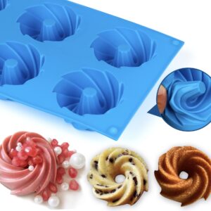 3PCS Mini Bundt Cake Pan, 6Cavity Heritage Bundtlette Cake Silicone Mold for Baking,Non Stick Fancy Molds for Fluted Tube Cake (Bundt)