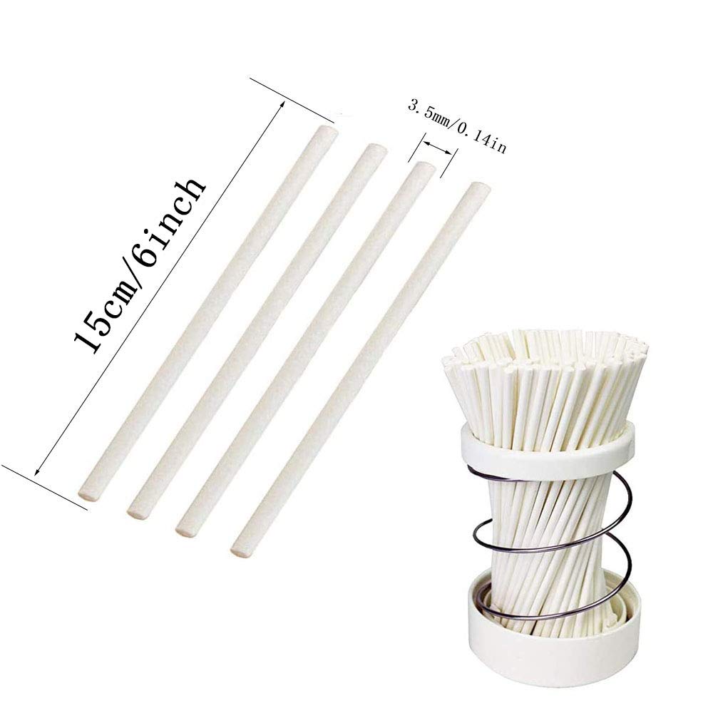 200 Count White Lollipop Sticks 6 Inch,Paper Treat Stick,Sucker Sticks for Cake Pops,Candy Melt,Dessert,Chocolates,3.5mm Dia