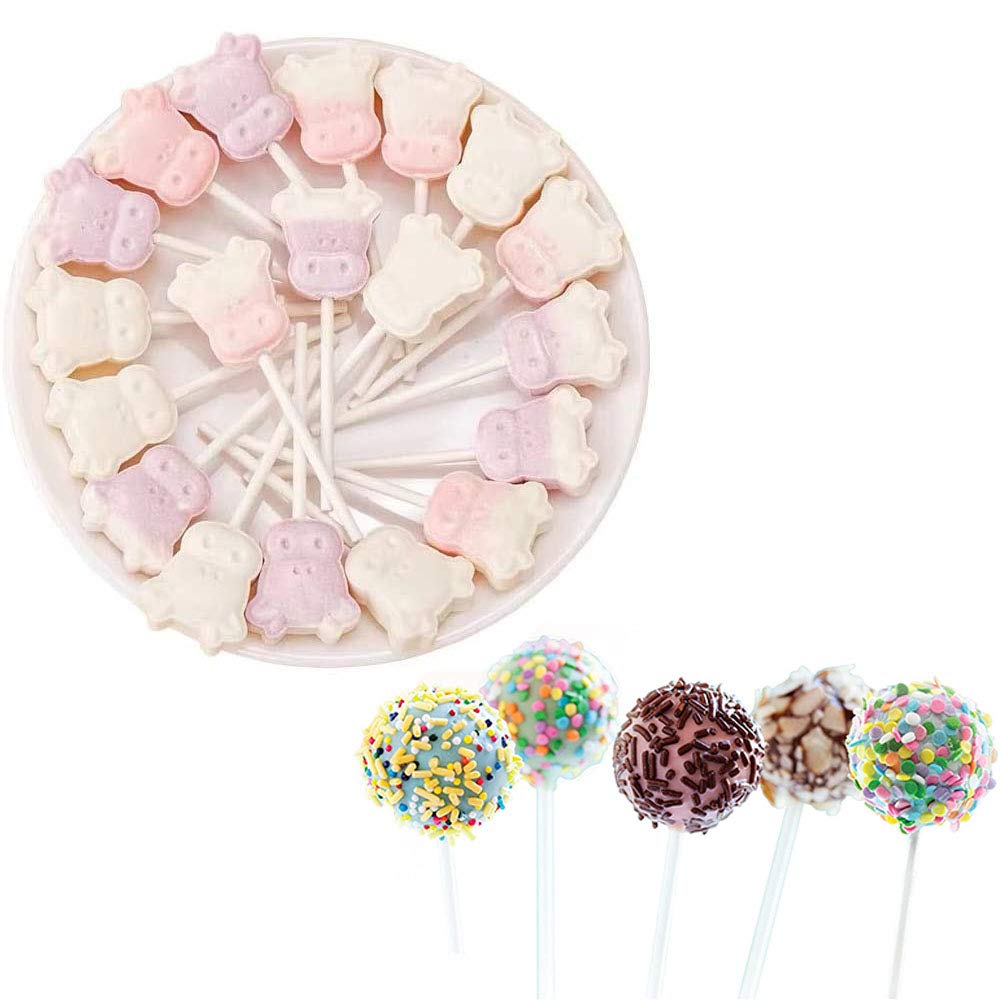 200 Count White Lollipop Sticks 6 Inch,Paper Treat Stick,Sucker Sticks for Cake Pops,Candy Melt,Dessert,Chocolates,3.5mm Dia