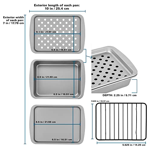 G & S Metal Products Company Ovenstuff Toaster Oven 8-Piece Bakeware Set, Gray