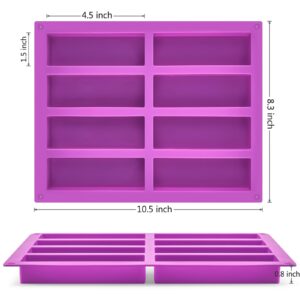 8 Cavity Granola Bar Mold, 2 Pack Rectangle Silicone Chocolate Mold Candy Bar Mold for Baking Cereal Energy Bar, Protein Bar, Brownie, Cheesecake