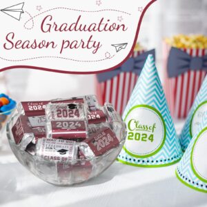 Graduation Decoration Label Sticker Congrats Mini Candy Bar Wrapper Class of Party Supplies for High School College Nursing Grad Celebration, Candy Not Included (Maroon and White 2023, 90 Pcs)