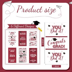 Graduation Decoration Label Sticker Congrats Mini Candy Bar Wrapper Class of Party Supplies for High School College Nursing Grad Celebration, Candy Not Included (Maroon and White 2023, 90 Pcs)