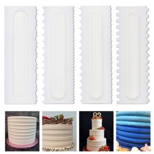 4 pcs/set cake scraper decorating plastic sawtooth comb mousse butter cream cake edge tools plastic sawtooth cake icing smoother kitchen baking cake edge diy tool