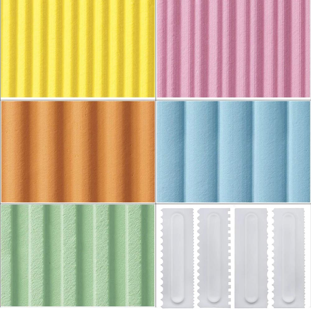 4 Pcs/set Cake Scraper Decorating Plastic Sawtooth Comb Mousse Butter Cream Cake Edge Tools Plastic Sawtooth Cake Icing Smoother Kitchen Baking Cake Edge DIY Tool