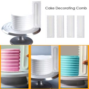 4 Pcs/set Cake Scraper Decorating Plastic Sawtooth Comb Mousse Butter Cream Cake Edge Tools Plastic Sawtooth Cake Icing Smoother Kitchen Baking Cake Edge DIY Tool