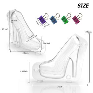 Sakolla High Heel Shoe Chocolate Molds, 3D Shoe Candy Molds Large Thick Soled Stiletto Molds with 4 Clips Cake Decoration for Wedding Birthday Party Baking Pastry Tool