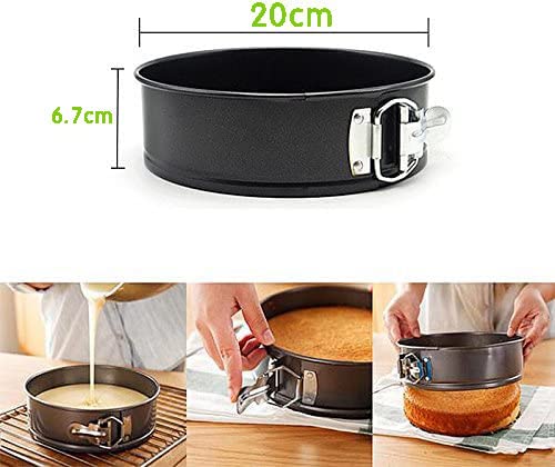 Gabkey 8 inch circular Springform interlocking and leak- proof seal carbon baking C ake Pan