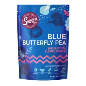 suncore foods blue butterfly pea powder, blue food coloring powder, gluten-free, non-gmo, 3.5oz (1 pack)