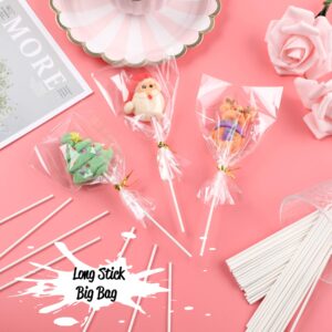 300Pcs 6 Inches Cake Pops Making Tools 100Pcs Cake Pop Sticks 100Pcs Cake Pop Bags and 100Pcs Twist Ties (Thin stick)