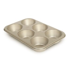 glad jumbo muffin pan nonstick - heavy duty metal cupcake tin with large baking cups, jumbo 6-cup