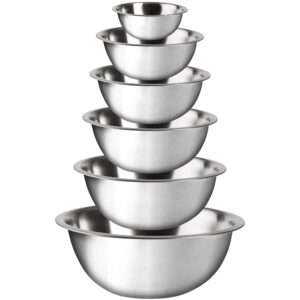 HOMEARRAY Stainless Steel Mixing Bowls Set (Set of 6) - Polished Mirror kitchen bowls, Nesting Bowls for Space Saving Storage, Ideal For Cooking, Baking & Serving, Food Prep & Salad Prep.