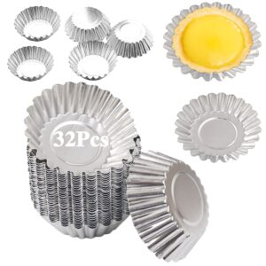 xstronq egg tart molds 32pack tart pan 2.75inch, mini tart tins aluminium mini tart pans for baking (32pack-2.75inch)