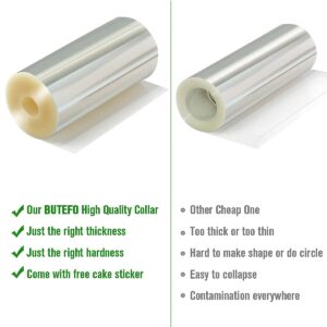 BUTEFO Cake Collars 8 x 394inch, Acetate Rolls, Clear Cake Strips, Transparent Cake Rolls, Mousse Cake Acetate Sheets for Chocolate Mousse Baking, Cake Decorating