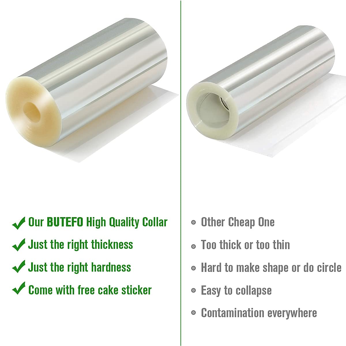 BUTEFO Cake Collars 8 x 394inch, Acetate Rolls, Clear Cake Strips, Transparent Cake Rolls, Mousse Cake Acetate Sheets for Chocolate Mousse Baking, Cake Decorating