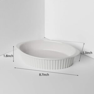 LEETOYI Porcelain Small Oval Au Gratin Pans,Set of 2 Baking Dish Set for 1 or 2 person servings, Bakeware with Double Handle for Kitchen and Home,(White)