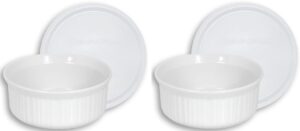 corningware french white pop-ins 16-ounce round dish with plastic cover, pack of 2 dishes