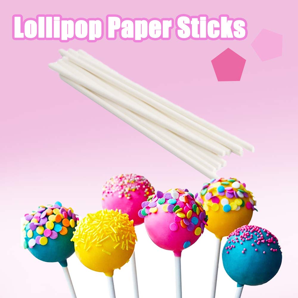 200 Count White Lollipop Sticks,6-Inch Paper Sticks Sucker Stick for Cake Pops,Cupcake Toppers,Candy Melt,Chocolate,Cookie,Dessert(Dia 3.5mm)