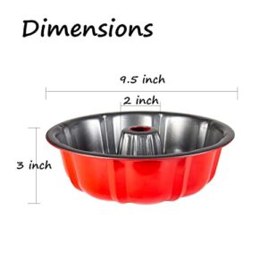 TAOUNOA 2Pcs Nonstick 9.5 Inch Tube Pan 12 Cup Baking Cake Pan for Cake Mold Fluted Cake Pans for Anniversary Homemade Cake Quiche