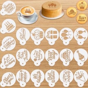 20 pieces cake stencil templates decoration cookie stencil for birthday cookies baking stencil painting templates reusable stencil painting mold tools, dessert, coffee decorating mold(cake style)