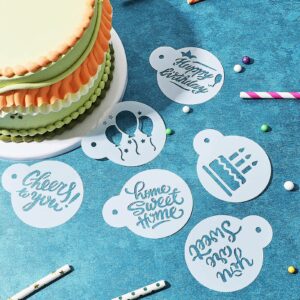 20 Pieces Cake Stencil Templates Decoration Cookie Stencil for Birthday Cookies Baking Stencil Painting Templates Reusable Stencil Painting Mold Tools, Dessert, Coffee Decorating Mold(Cake Style)