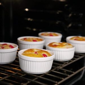 Nuwave Ceramic Ramekins 8 oz, Set of 6, Elegant Classic Style for Baking Souffles, Creme Brulées, Custards, Puddings, 4.3” Wide & 2” Tall, Microwave, Oven & Dishwasher-Safe, Ivory White