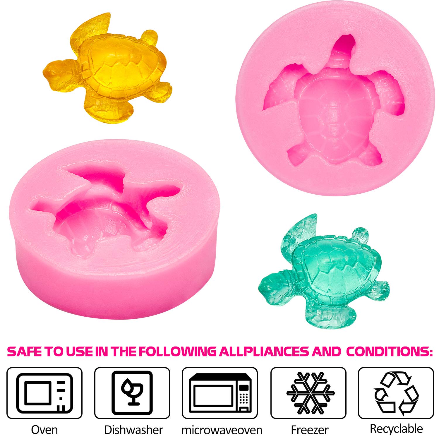 2 Pieces Sea Turtle Silicone Mold Turtle Candy Fondant Mold Tortoise Chocolate Making Mold for DIY Baking Cake Desserts Decoration Tools