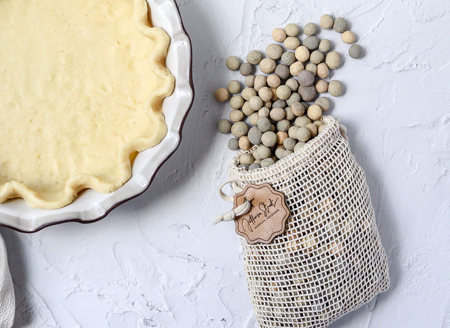 Jefferson Street Ceramics - Made in USA - Ceramic Pie Weights - Natural Clay Beads for Baking Blind Crust - 2.4 lbs with Mesh Bag