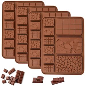 c-co food grade break-apart chocolate molds, set of 4 packs non-stick silicone protein and energy bar molds