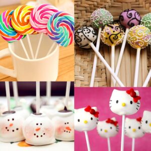 Augshy 300 Pcs Cake Pop Sticks and Wrappers Including 100 Pack Cake Pop Bags,100 Pack Cake Pop Sticks and 100 Pack Golden Ties for Lollipop Wrappers