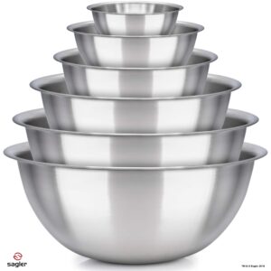 mixing bowl Set of 6 - stainless steel - Polished Mirror kitchen bowls - Set Includes ¾, 2, 3.5, 5, 6, 8 Quart - Ideal For Cooking & Serving - Easy to clean - Great gift