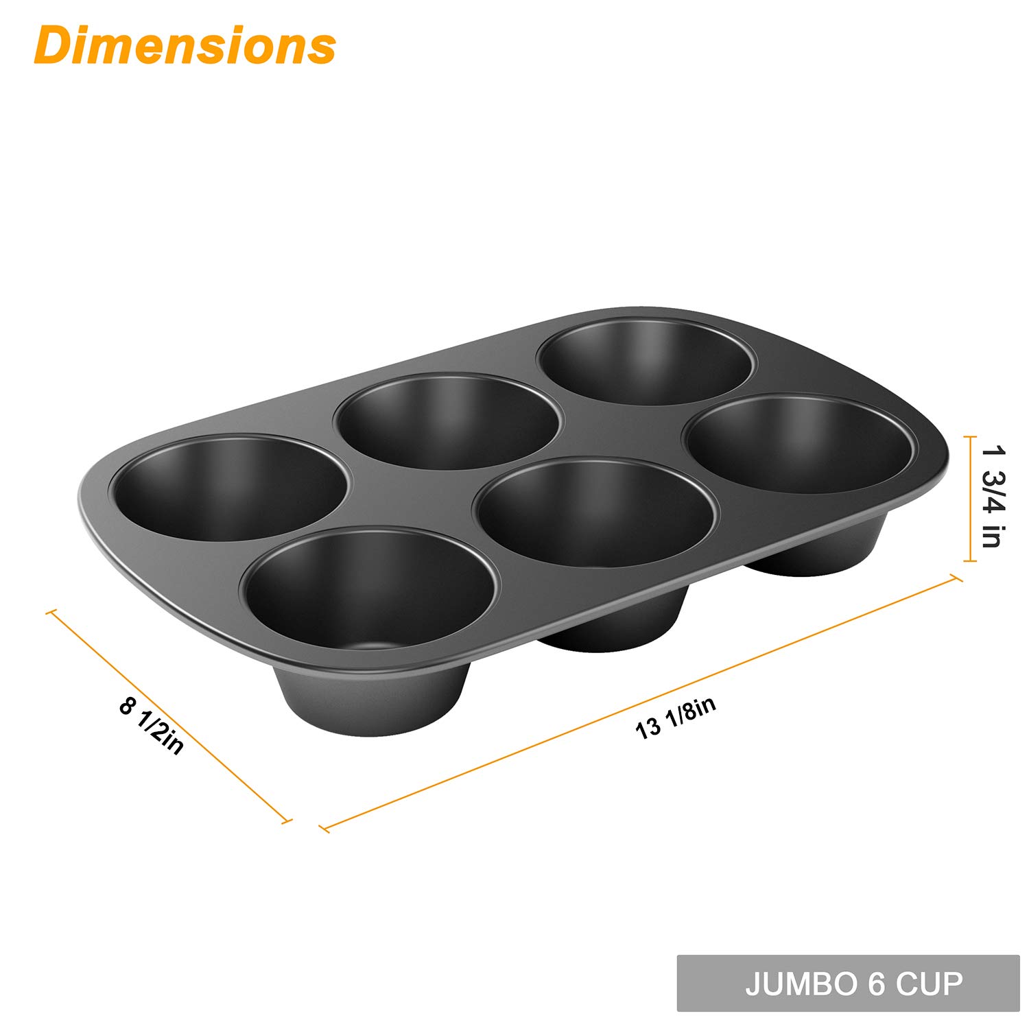 Tiawudi 2 Pack Nonstick Muffin Pan, Carbon Steel Cupcake Pan, 6 Cup, Easy to Clean and Perfect for Making Muffins or Cupcakes, Jumbo