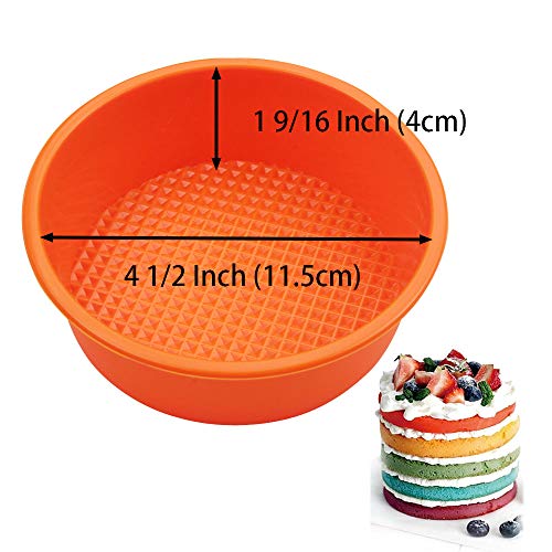 COOKNBAKE Silicone Mould for 4.5 inch Layer Cake Pan Round Cylinder Rainbow Cake Pans Vegetable Pancakes Pizza Crust Omelet Frittata Set of 4