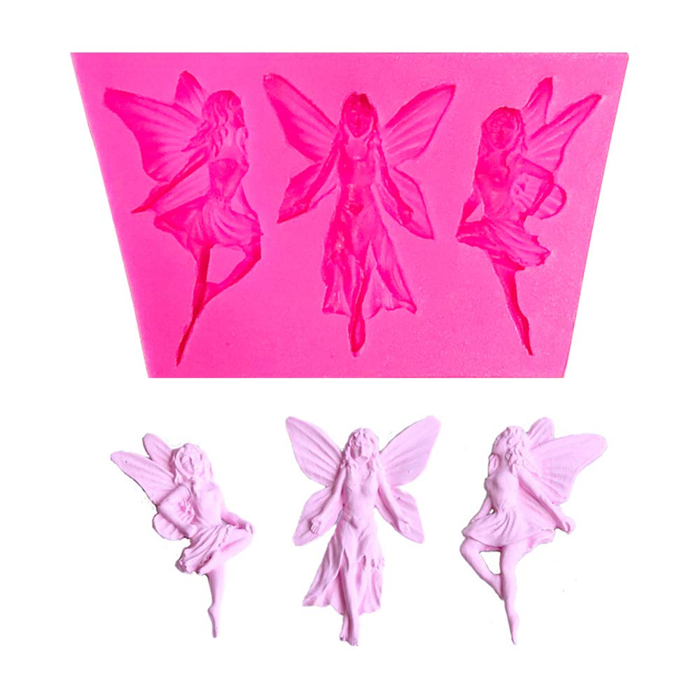 1pc Lovely Three Fairies Angle Shape Silicone Mold for DIY Candy Soap Mould Crystal Jelly Shots Pudding Desserts Gum Paste Chocolate Fondant Mold Cupcake Cake Topper Decoration Handmade Ice Cream