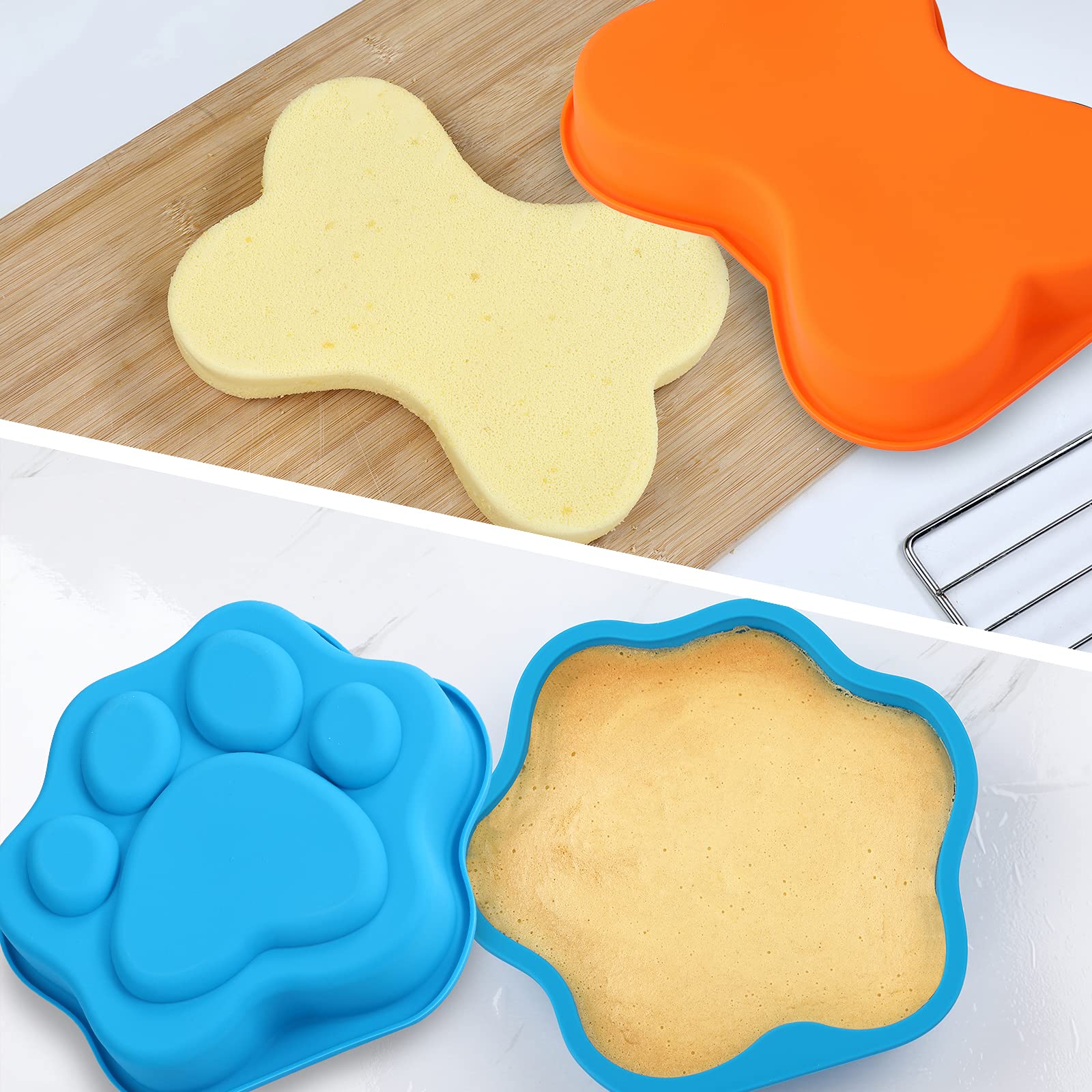 wooyaya 2Pcs Silicone Dog Birthday Cake Pans, Bone Shape, 8 Inch