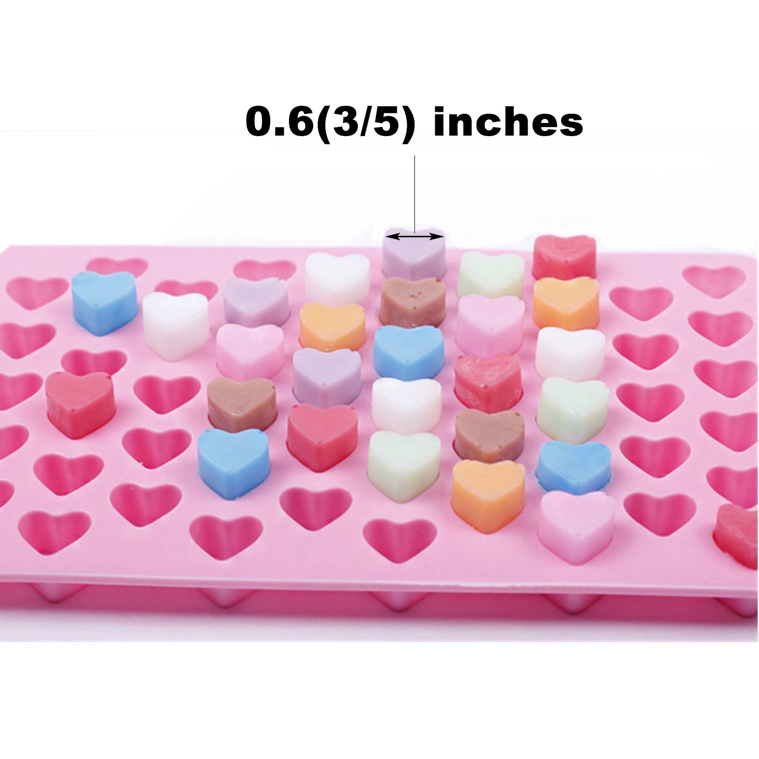 Silicone Mini Heart 55-Cavity Molds for Baking, Heart Shape Ice Cube Candy Chocolate Mold, Valentine Candy Molds, Pack of 2