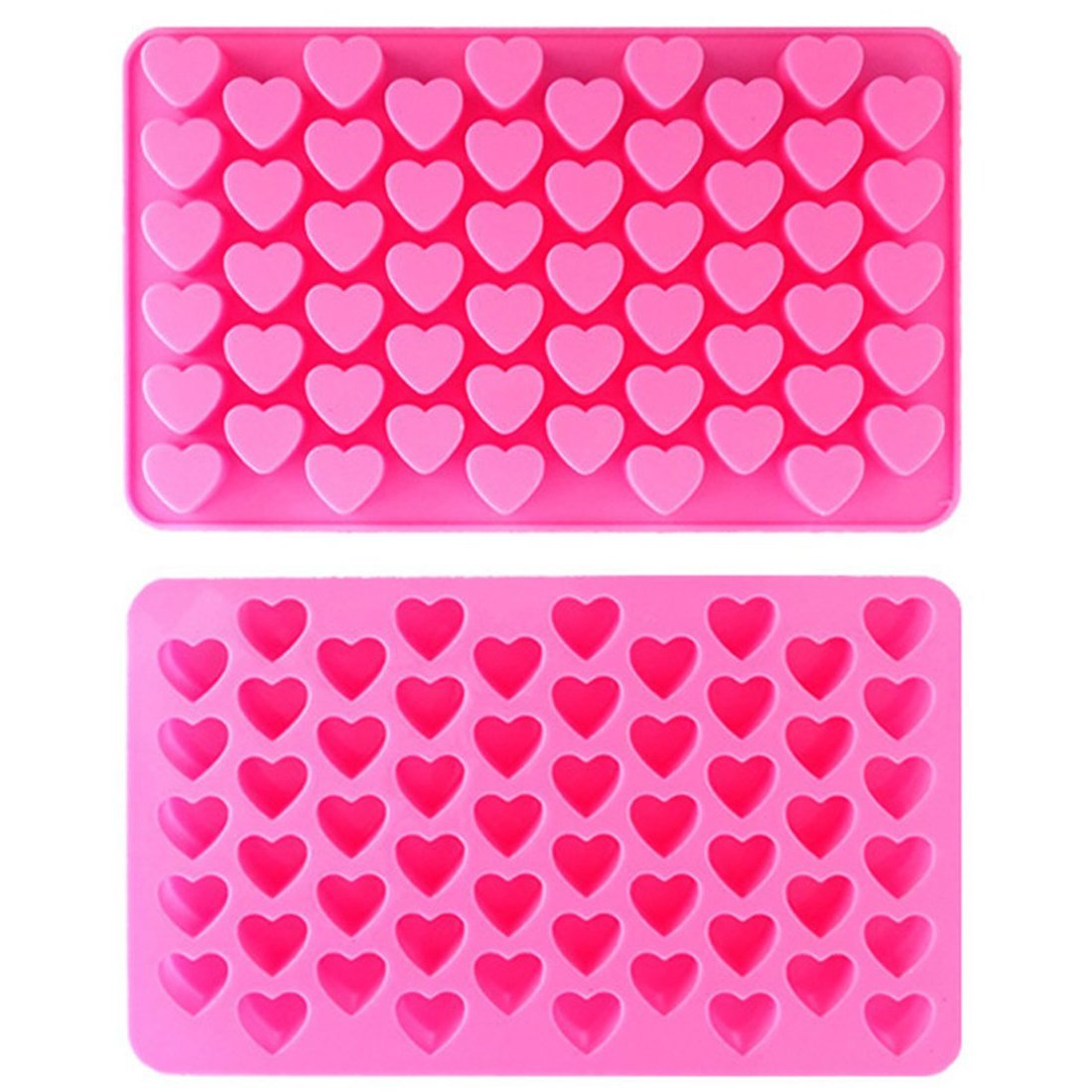 Silicone Mini Heart 55-Cavity Molds for Baking, Heart Shape Ice Cube Candy Chocolate Mold, Valentine Candy Molds, Pack of 2