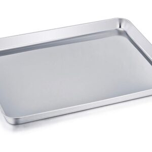 TeamFar Baking Sheet, Stainless Steel Baking Pan Cookie Sheet, Healthy & Non Toxic, Rust Free & Less Stick, Easy Clean & Dishwasher Safe