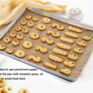 TeamFar Baking Sheet, Stainless Steel Baking Pan Cookie Sheet, Healthy & Non Toxic, Rust Free & Less Stick, Easy Clean & Dishwasher Safe