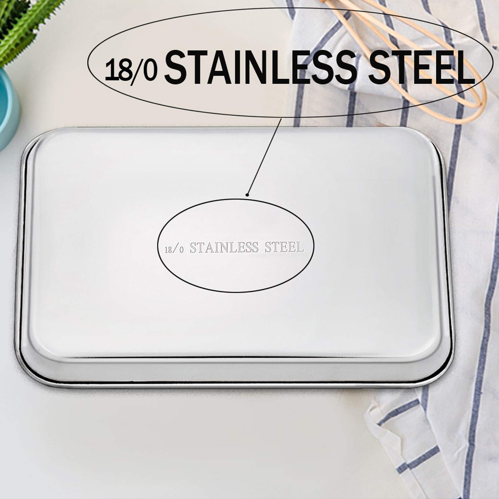 TeamFar Baking Sheet, Stainless Steel Baking Pan Cookie Sheet, Healthy & Non Toxic, Rust Free & Less Stick, Easy Clean & Dishwasher Safe