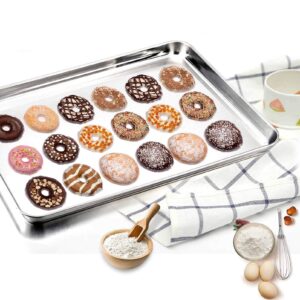 TeamFar Baking Sheet, Stainless Steel Baking Pan Cookie Sheet, Healthy & Non Toxic, Rust Free & Less Stick, Easy Clean & Dishwasher Safe