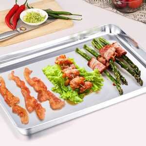 TeamFar Baking Sheet, Stainless Steel Baking Pan Cookie Sheet, Healthy & Non Toxic, Rust Free & Less Stick, Easy Clean & Dishwasher Safe