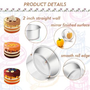 TeamFar 4 Inch Cake Pan, 6 Pcs Layer Baking Round Cake Pans Set Stainless Steel, For Baking Steaming Serving, Healthy & Sturdy, Mirror Finish & Dishwasher Safe