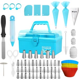 cake decorating tools piping bags & tips set 115 pcs, cake decorating kit with 42 piping tips,cake decorating supplies with frosting tips&bags cupcake cookie decorating supplies gifts for kids