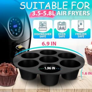 Air Fryer Silicone Cupcake Pan - 3.5-5.8l Air Fryer Egg Bites Mold Nonstick Muffin Pan Egg Cups Molds Silicone Muffin Pan For Air Fryer Accessories - 7 Mini Muffin Maker Cupcake Tray Baking Mold