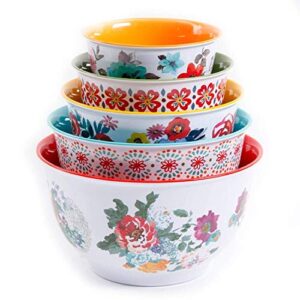 the pioneer woman country garden nesting ceramic mixing bowl set, 10-piece, multiple patterns